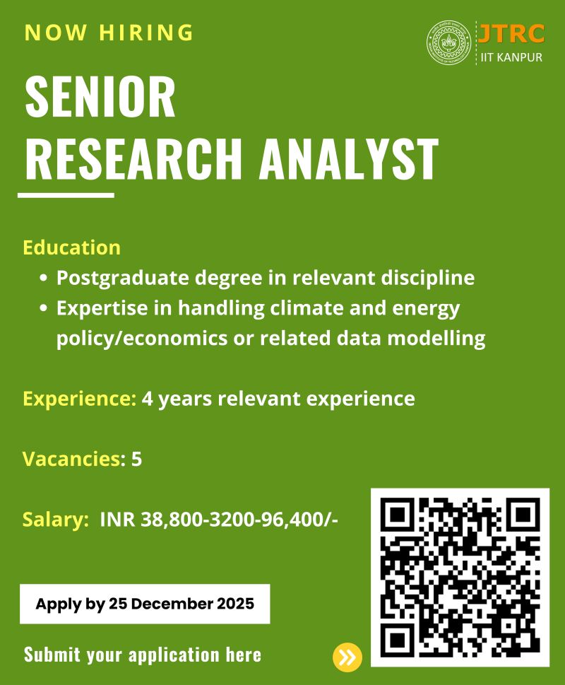 Senior Research Analyst Recruitment 2025 – JTRC, IIT Kanpur at IIT Kanpur - Asia/India ...